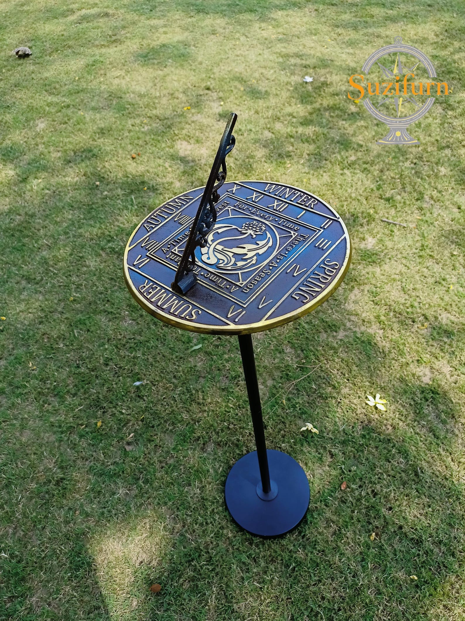 Season Cycle Brass Sundial – Verdigris Finish, 10.5-inch Garden ...