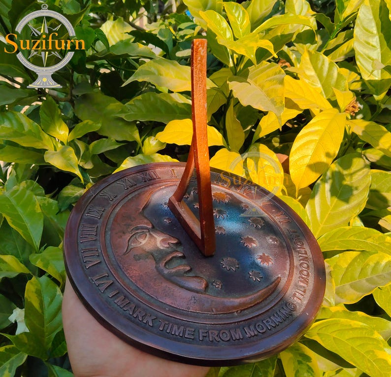 Moon and Star Garden Sundial, Cast Iron With Verdigris Finish - Etsy