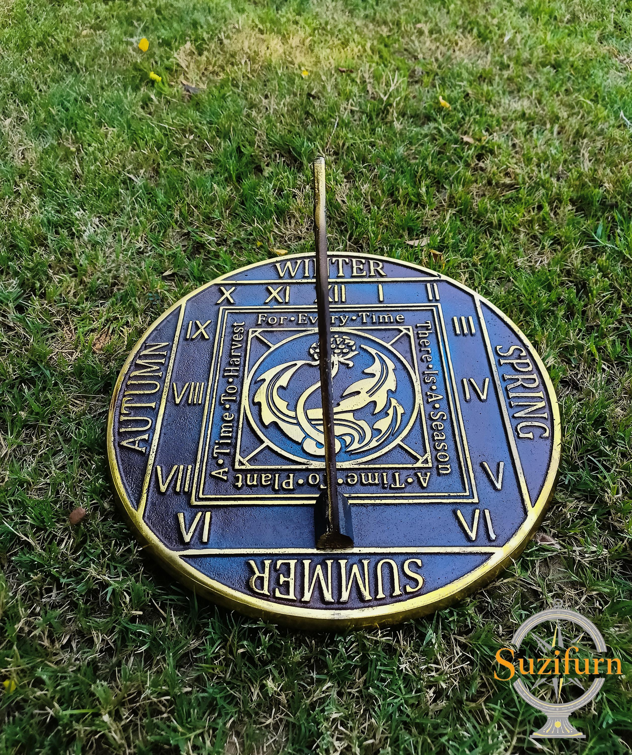 Season Cycle Brass Sundial – Verdigris Finish, 10.5-inch Garden ...