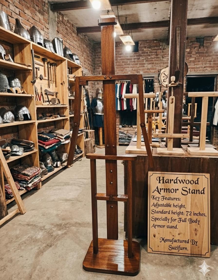 Wooden Armor Display Stand Medieval Full Suit of Armor Handmade Cosplay ...