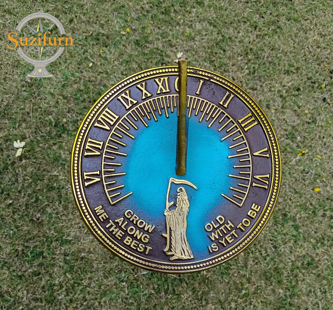 Brass Father Time Sundial With Verdigris Highlights - Etsy