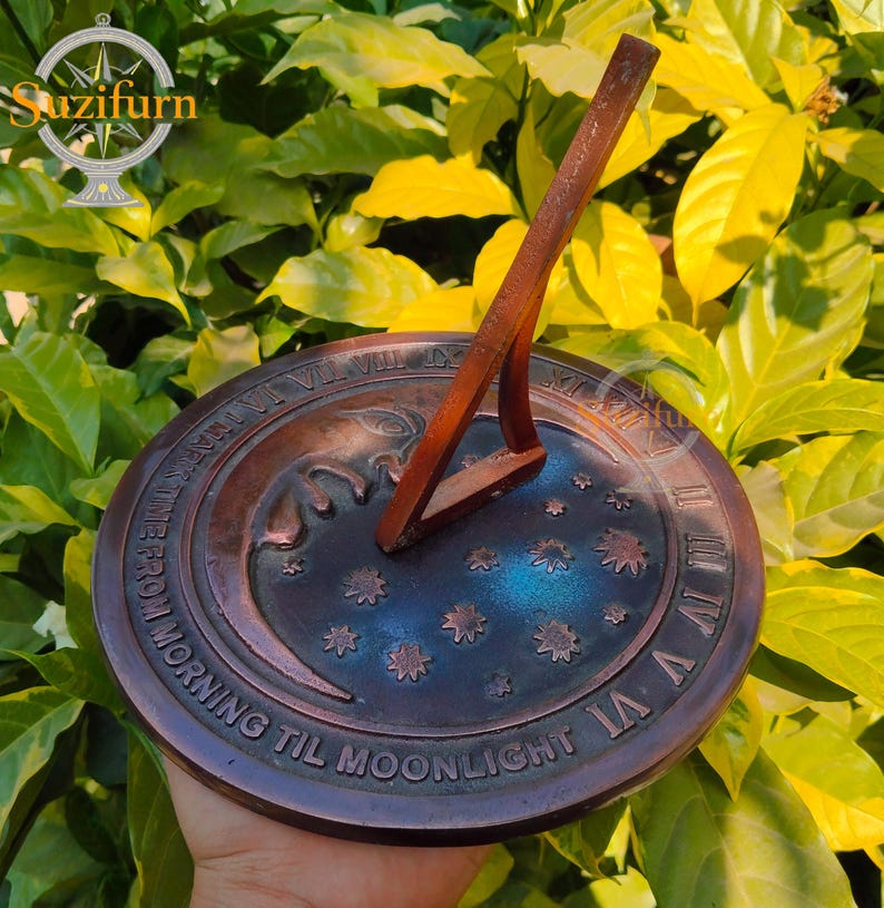 Moon and Star Garden Sundial, Cast Iron With Verdigris Finish - Etsy