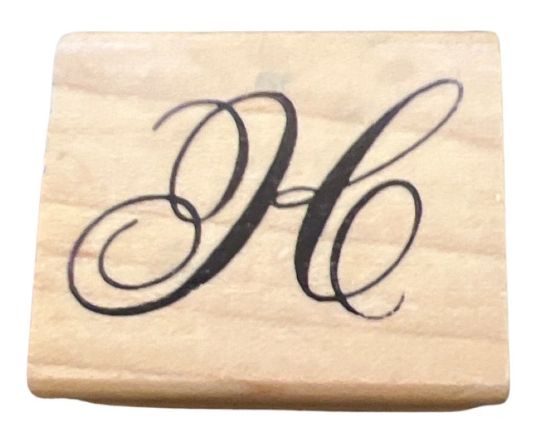 Embossing Arts Cursive Scroll Letter H Monogram Wooden Rubber Stamp - Etsy