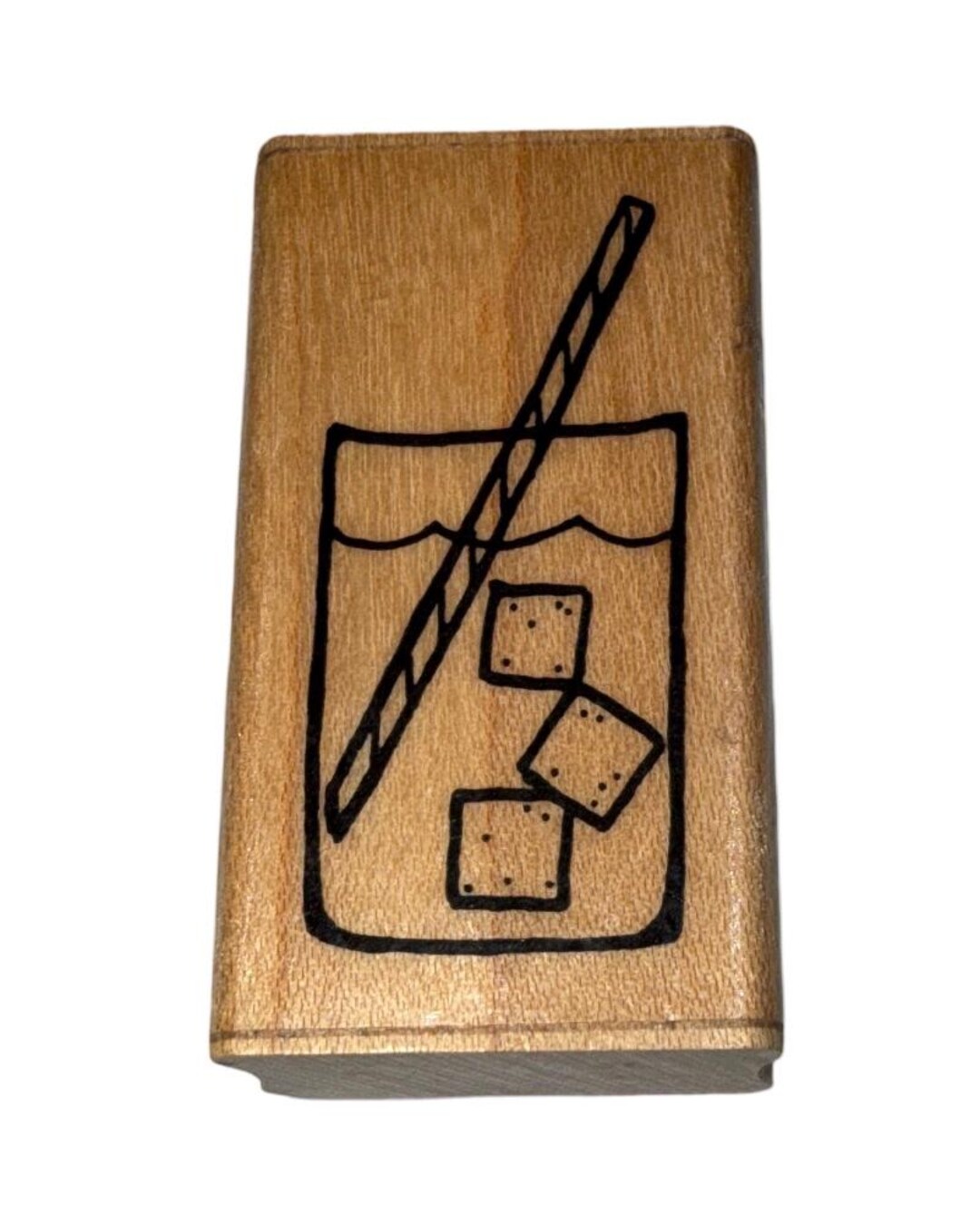 JRL Designs Glass With Ice Cubes Lemonade Tea Straw Wooden Rubber Stamp ...