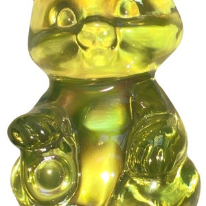 Vintage Fenton 3.5 Rare Translucent Yellow Vaseline Glass Teddy Bear ...