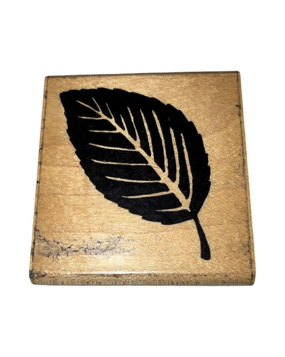JRL Designs Negative Space Leaf Design Wooden Rubber Stamp - Etsy