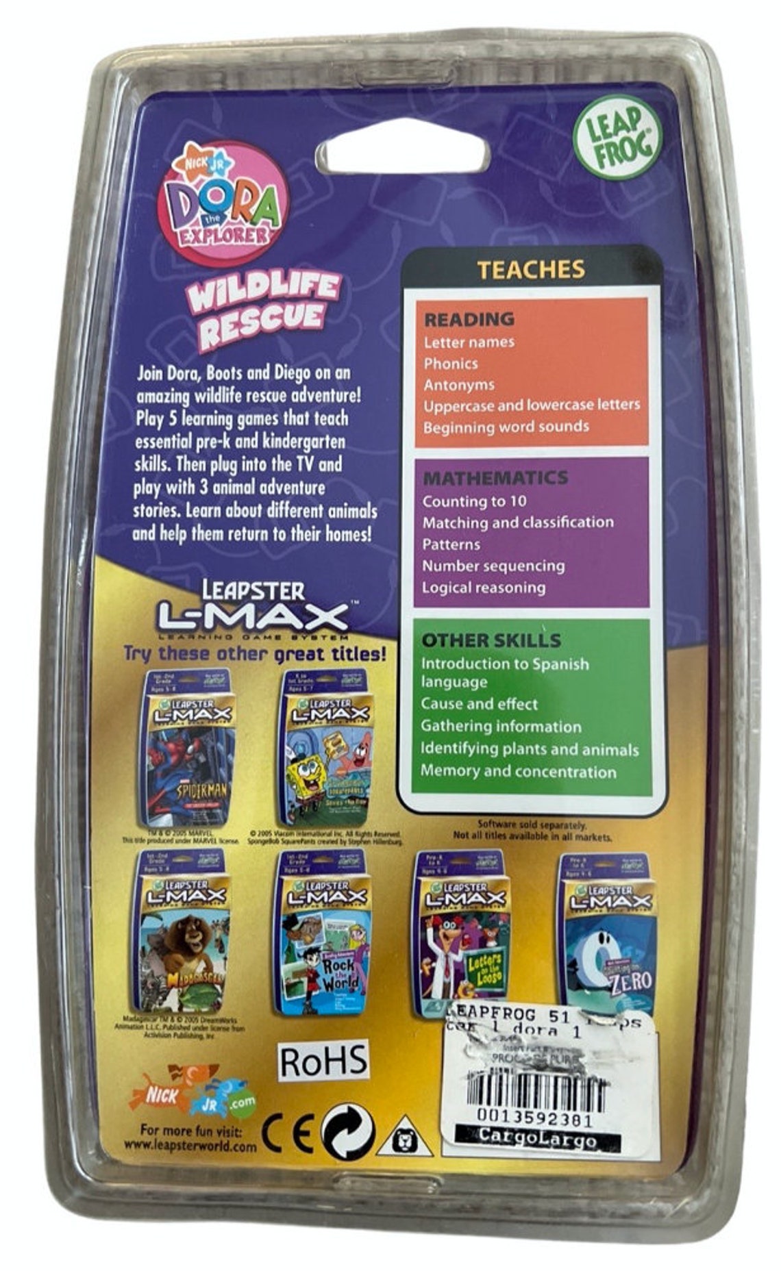 Leapster Leap Frog Pad L-max Learning Game System Dora Wildlife Rescue ...