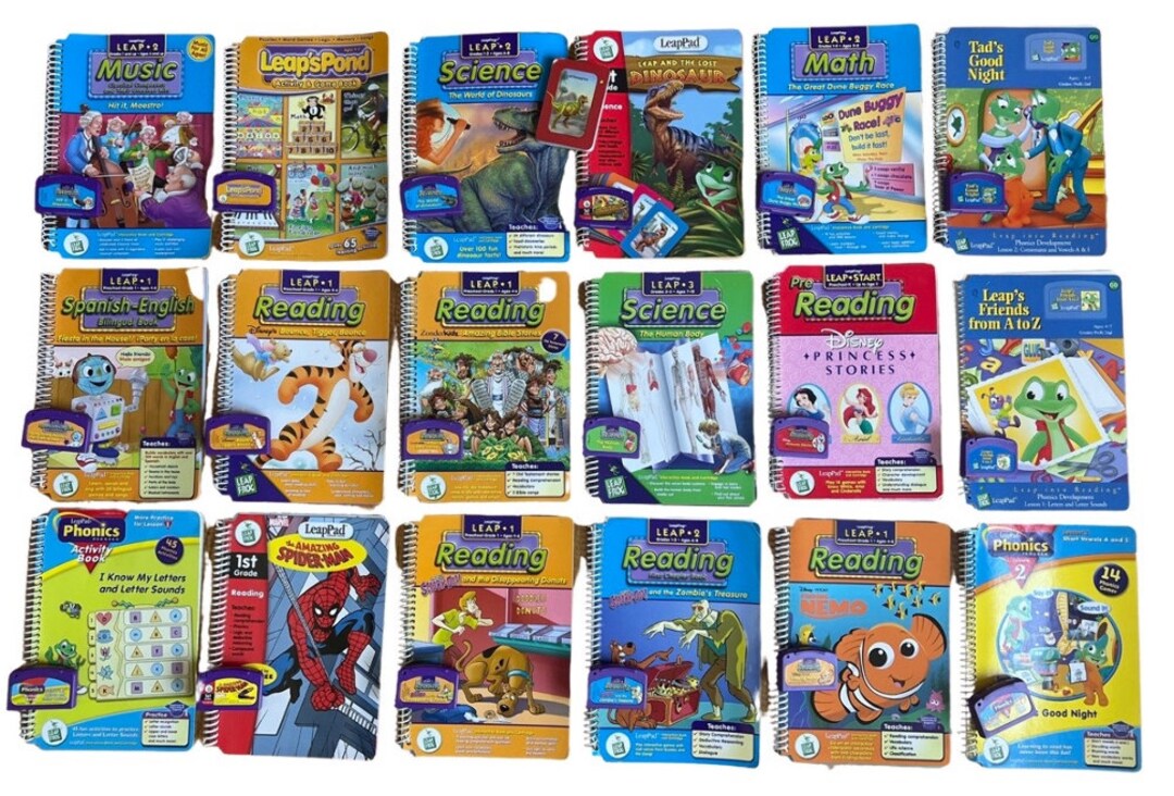Leapster Leap Frog Pad Spiderman Scooby Doo Princess Tigger Large Lot ...