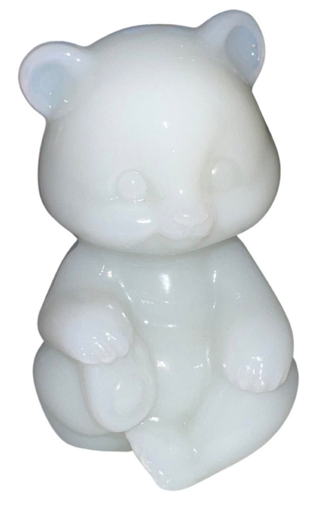 Vintage Fenton 3.5 Translucent Milk Glass White Teddy Bear With Label ...