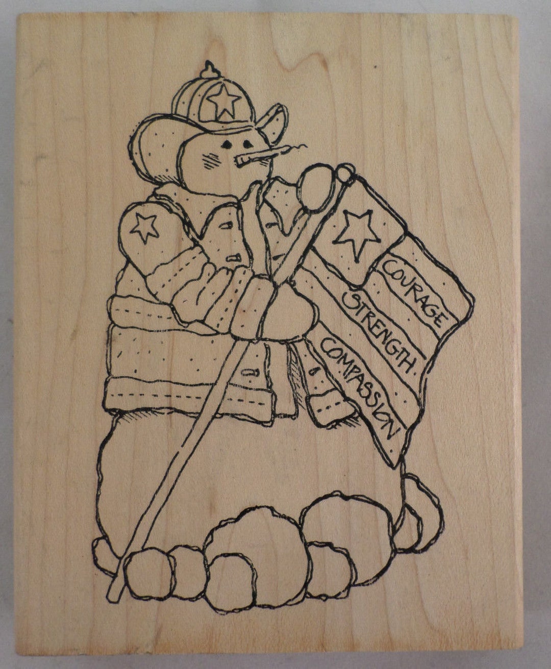 Print Works 2001 Annette Allen Watkins Courage Snowman Wooden Rubber ...