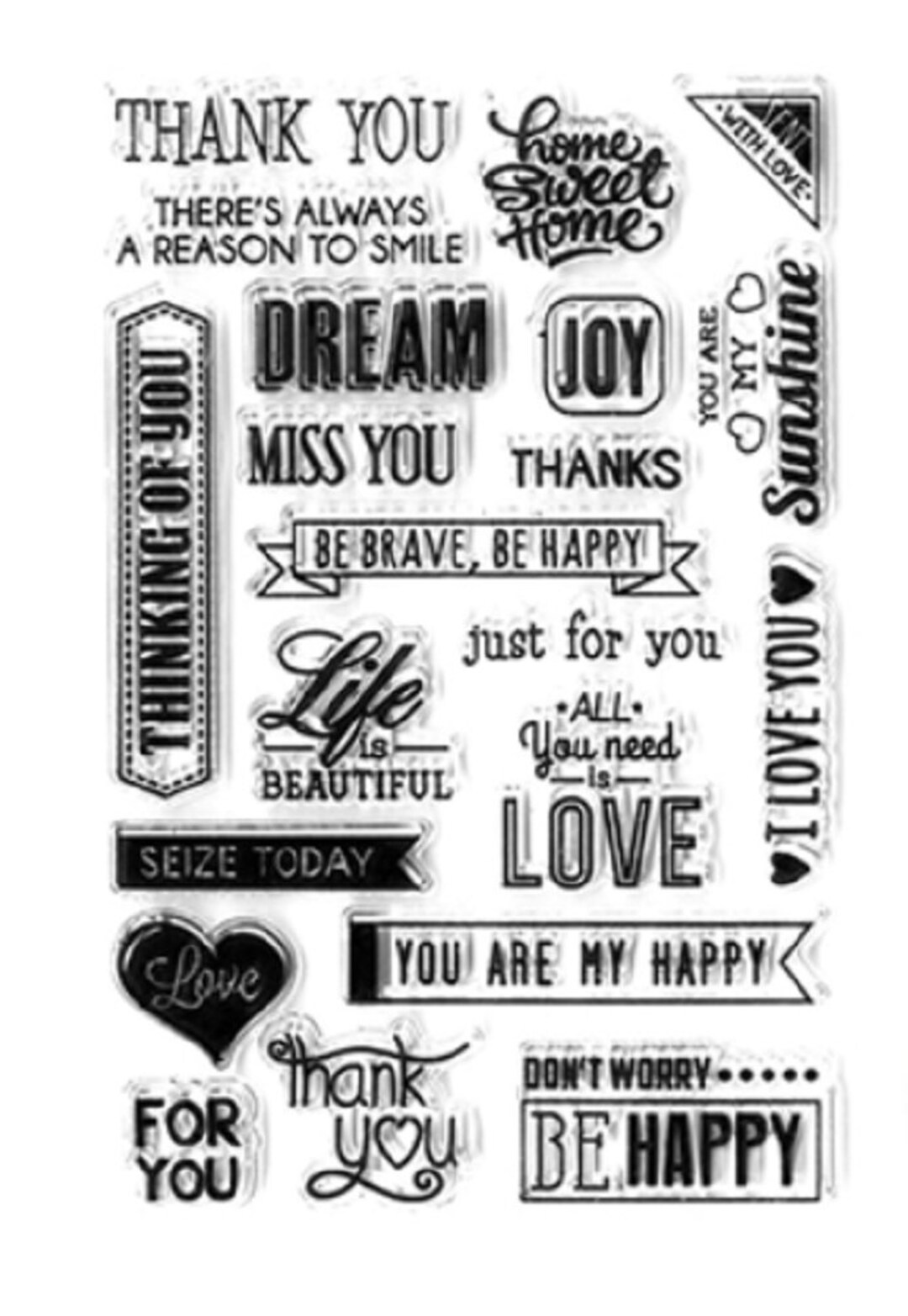 Forever in Time Clear Cling Rubber Stamp Sentiments Writing Words Set ...