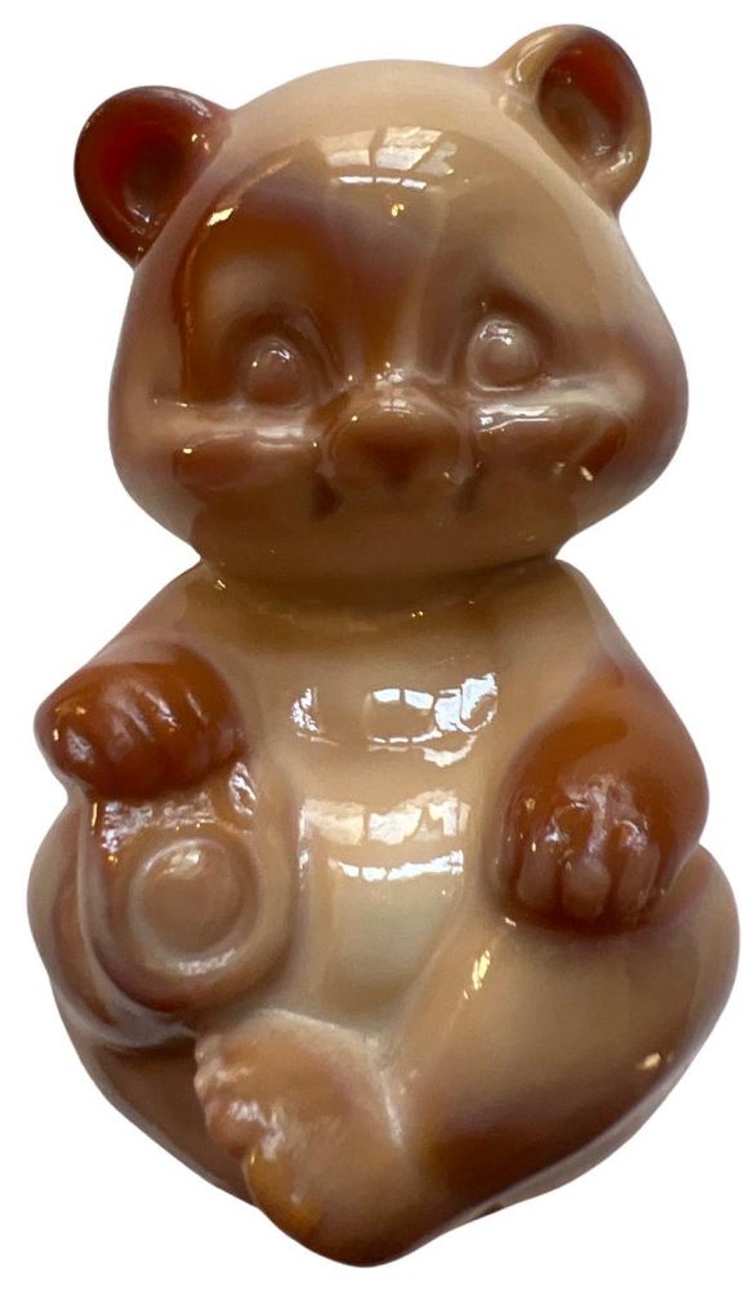 Vintage Fenton 3.5" Translucent Caramel Brown Agate Glass Teddy Bear ...