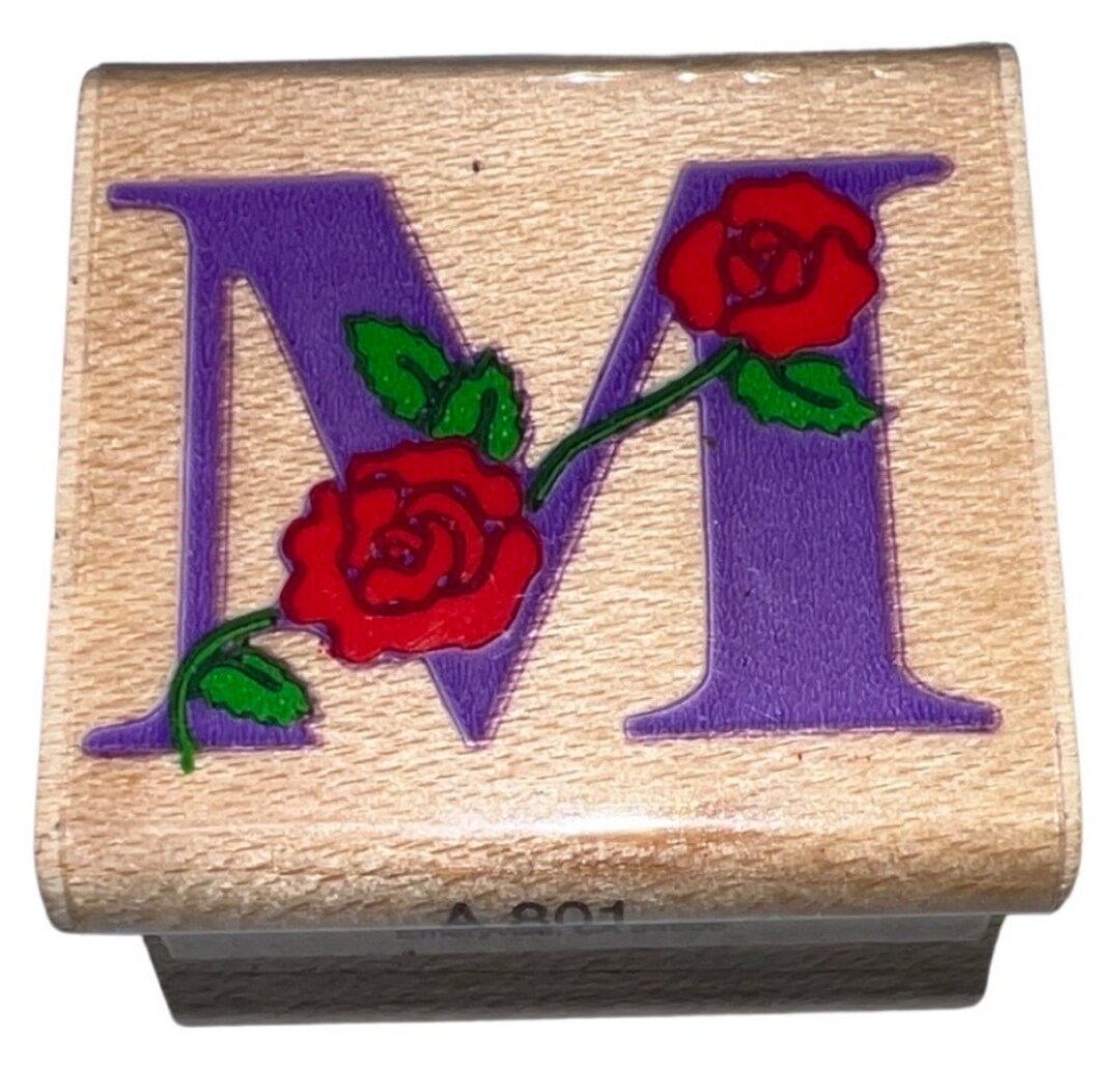 Hero Arts Floral Monogram Letter M Rose Vines Wooden Rubber - Etsy