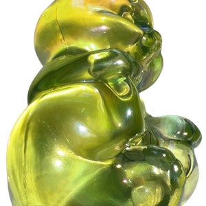 Vintage Fenton 3.5 Rare Translucent Yellow Vaseline Glass Teddy Bear ...