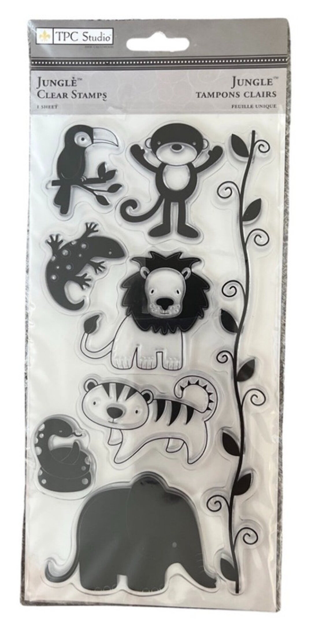 Jungle Zoo Baby Animals Monkey Lion Elephant Tucan Snake Cling Rubber ...