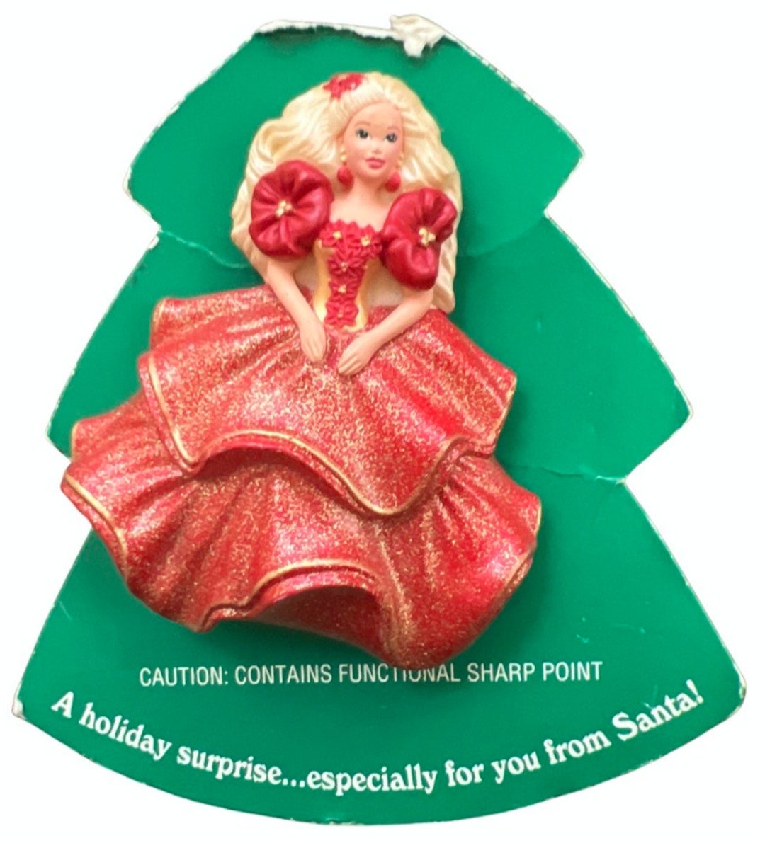 Christmas Red Dress Barbie Doll Hallmark Hat Pin Lapel Brooch on ...