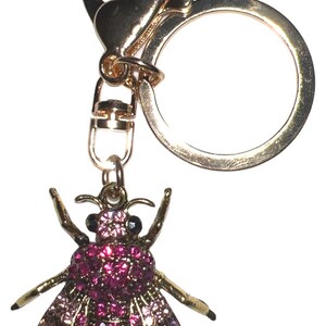 Pink Bumble Bee Bling Rhinestones Gold-tone Key Chain Fob Purse Charm ...