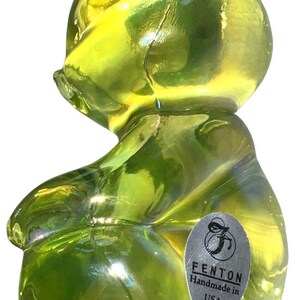 Vintage Fenton 3.5 Rare Translucent Yellow Vaseline Glass Teddy Bear ...