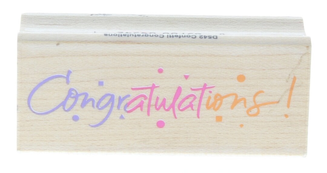 Confetti Congratulations Hero Arts Words Writing Wooden Rubber Stamp - Etsy