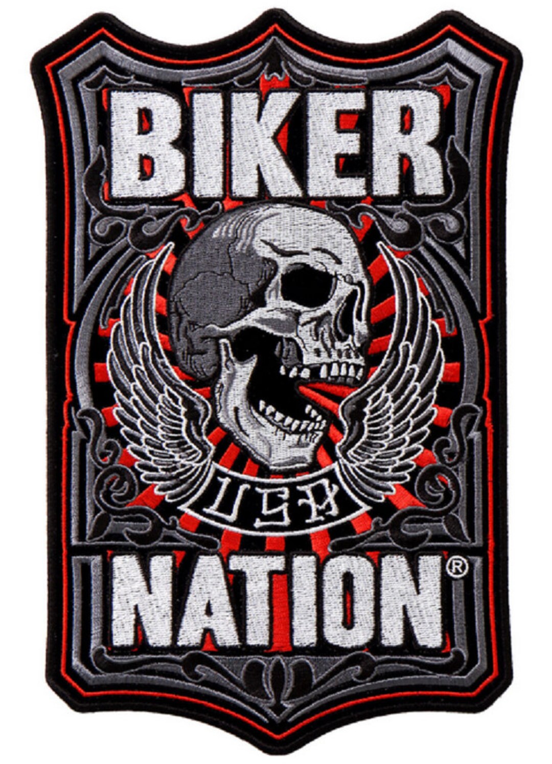 Motorcycle Biker Uniform Patch 3" X 4" Biker Nation USA Skull and Wings ...