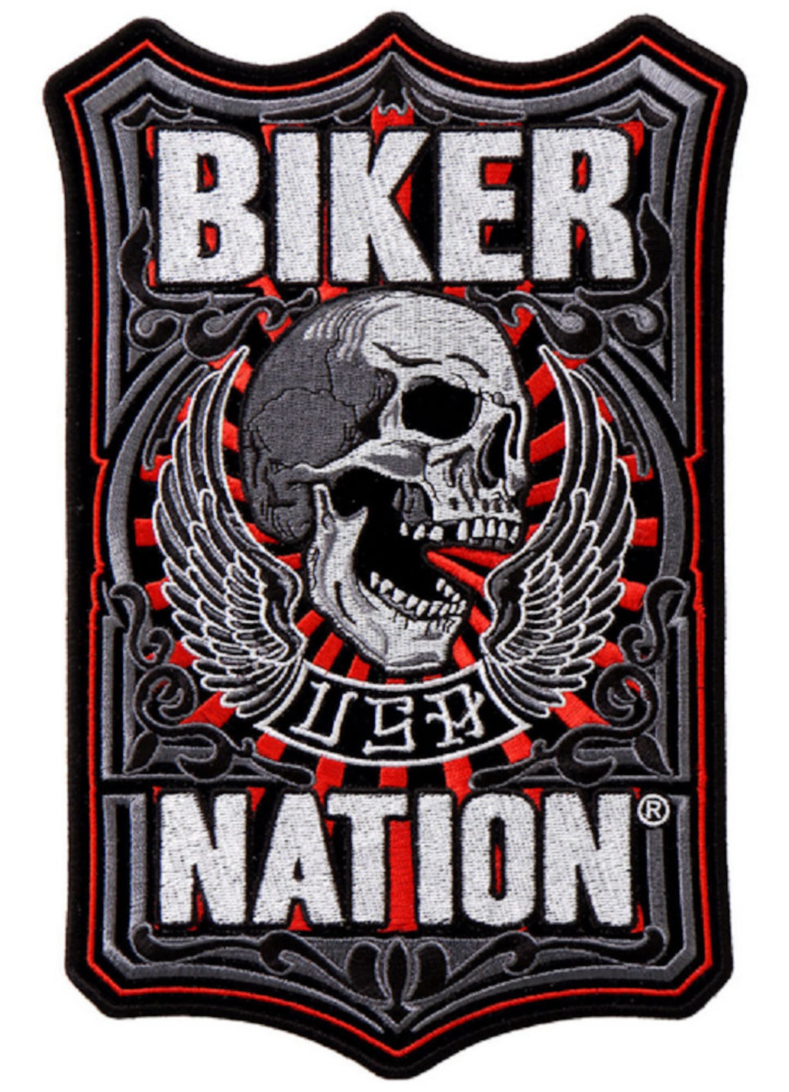 Motorcycle Biker Uniform Patch 3" X 4" Biker Nation USA Skull and Wings ...