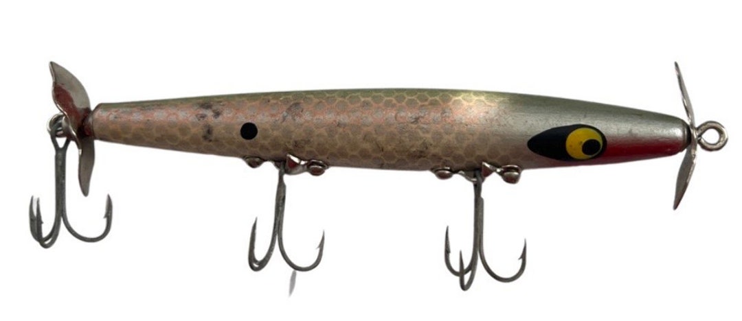 Vintage Fishing Lure Devil Horse Wood Silver and Green With Metal ...