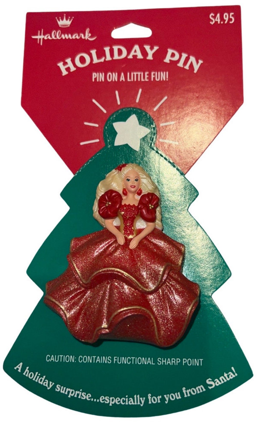 Hallmark Holiday Barbie Brooch or Lapel Pin on Card - Etsy