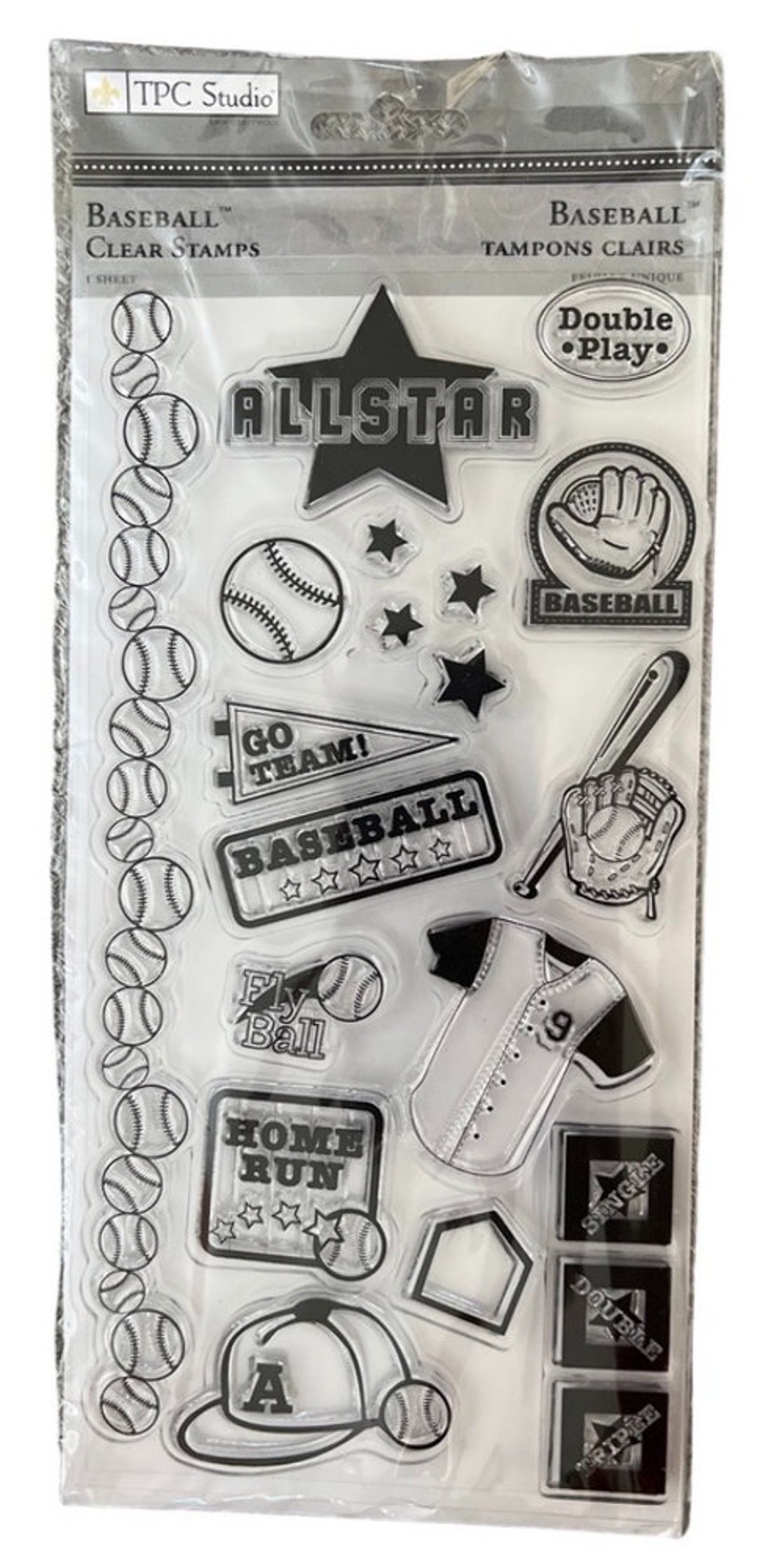 TPC Studio Basebll All Star Home Run Bat Ball Glove Set Cling Rubber ...