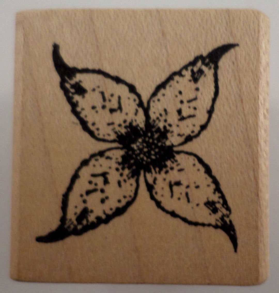 Magenta Pinwheel Petal Flower Leaf Wooden Rubber Stamp - Etsy