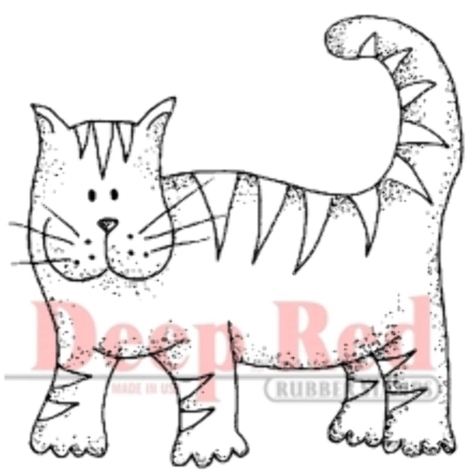 Deep Red Rubber Stamp Tiger Cat Kitten Stipple Drawing - Etsy