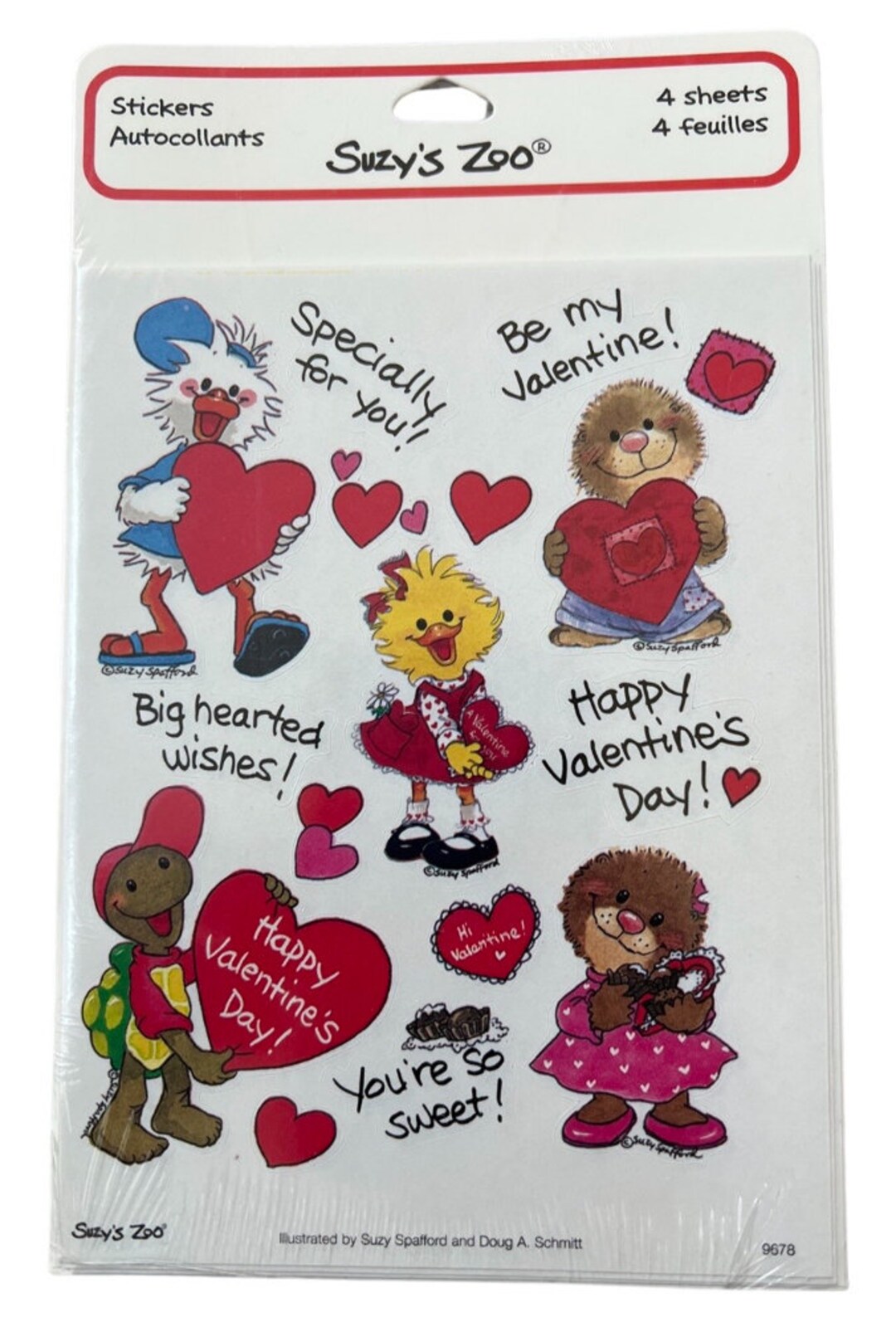Hallmark Expressions Suzy;s Zoo 4 Sheets of Stickers Happy Valentines ...