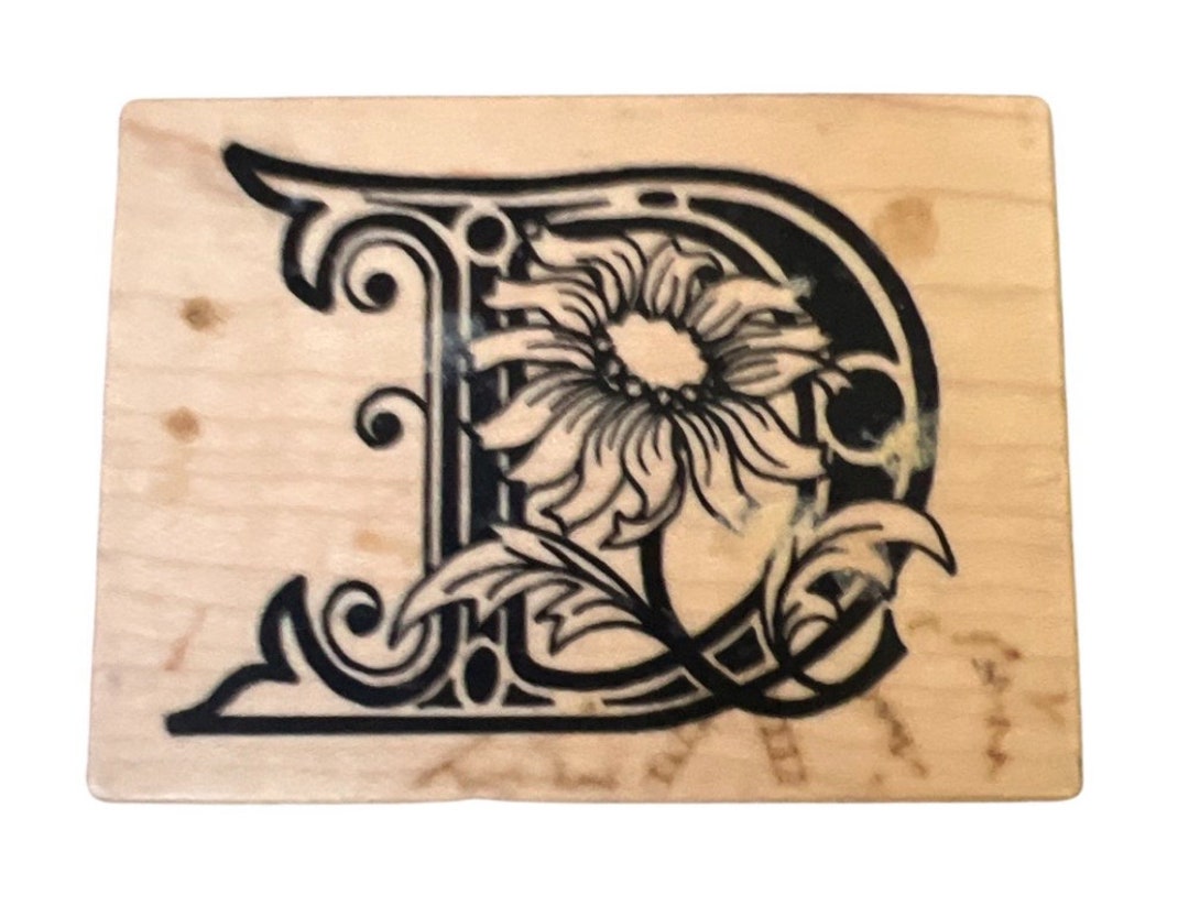 PSX Monogram Botanical Letter D Alphabet Wooden Rubber Stamp - Etsy