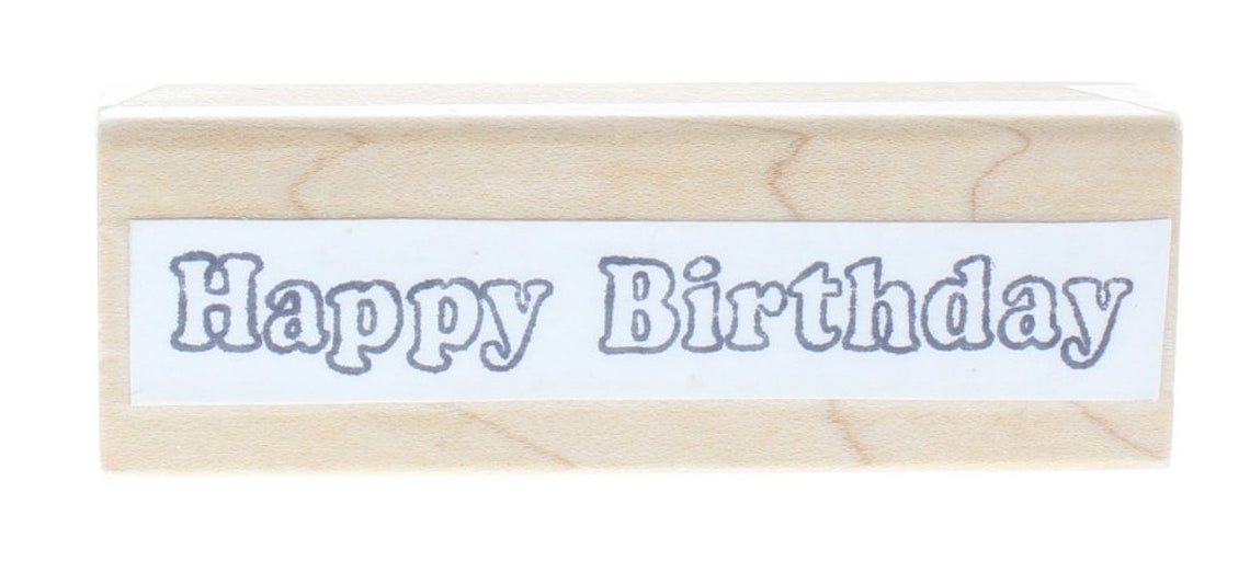 Happy Birthday Bubble Letters Writing Words Wooden Rubber - Etsy