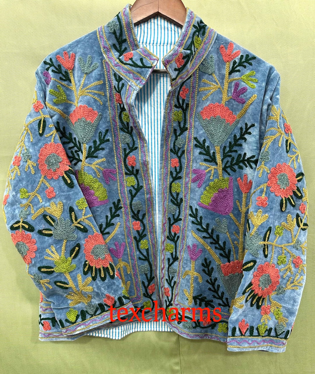 Suzani Velvet Jacket – Colorful Embroidery Jacket – Bohemian Outerwear ...