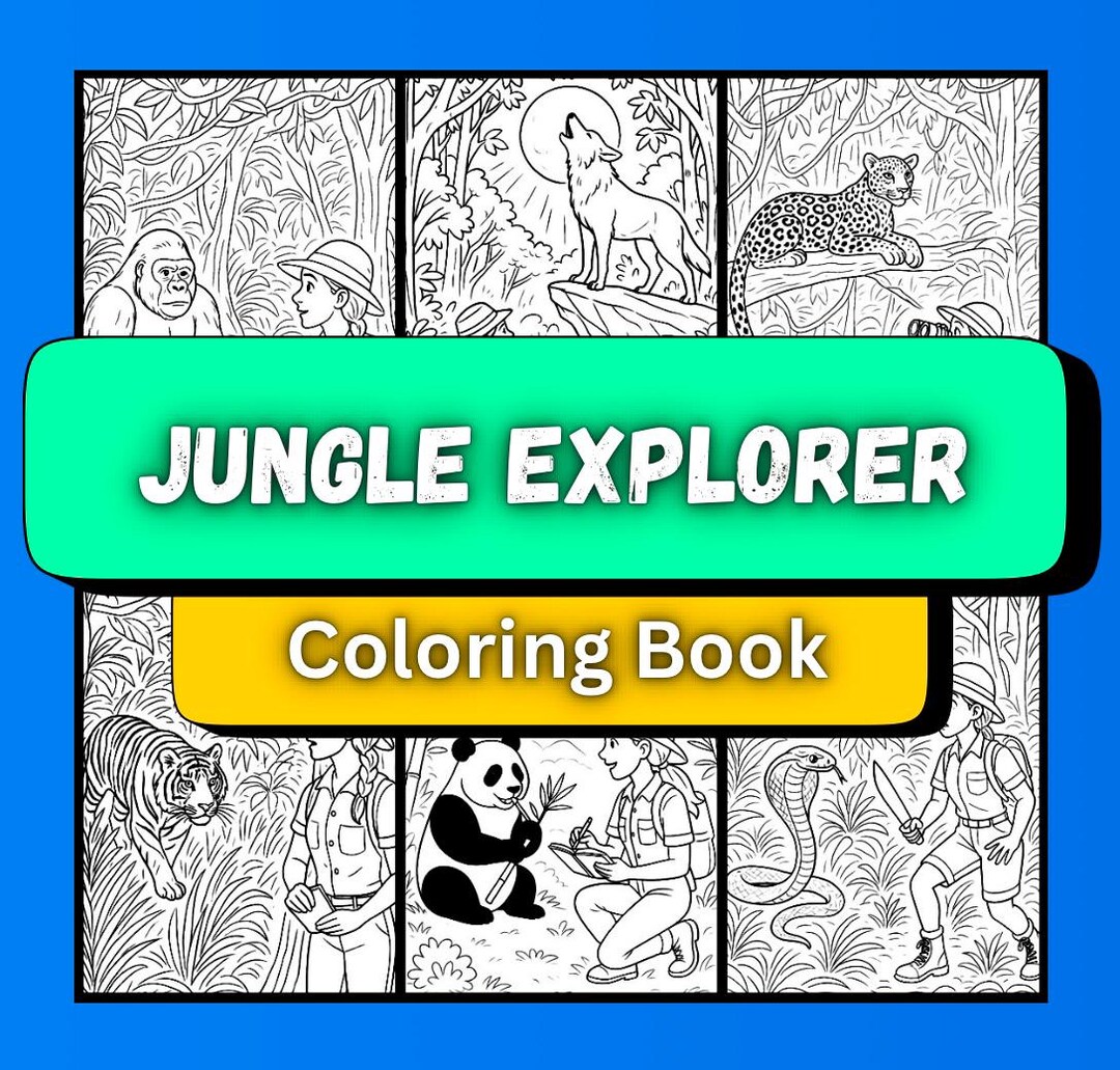 Jungle Animal Coloring Book for Kids: Digital Download (PDF) - Etsy