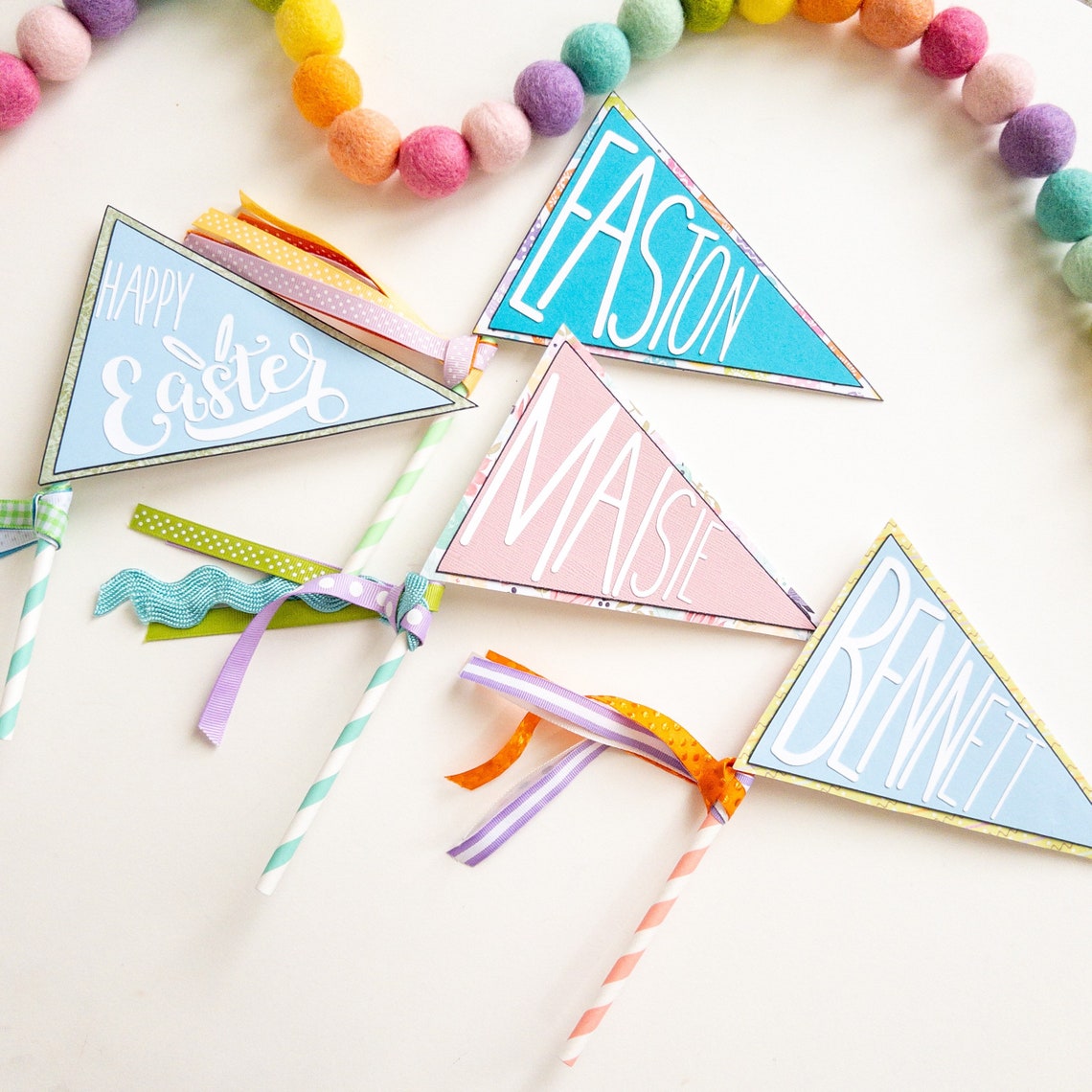 Easter Basket Name Pennant Flag - Etsy