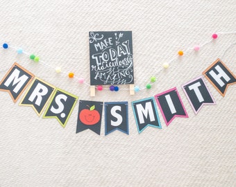 Teacher Classroom Banner Custom Teacher Name Banner - Etsy