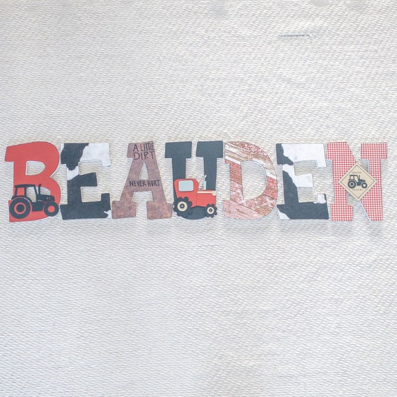 Red Tractor Cow Print Farmer Custom Wood Letters by LiveLaughScrap ...