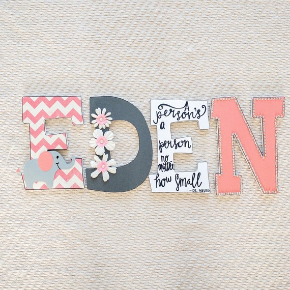 Baby Girl Elephant Nursery Custom Wood Letters by LiveLaughScrap ...