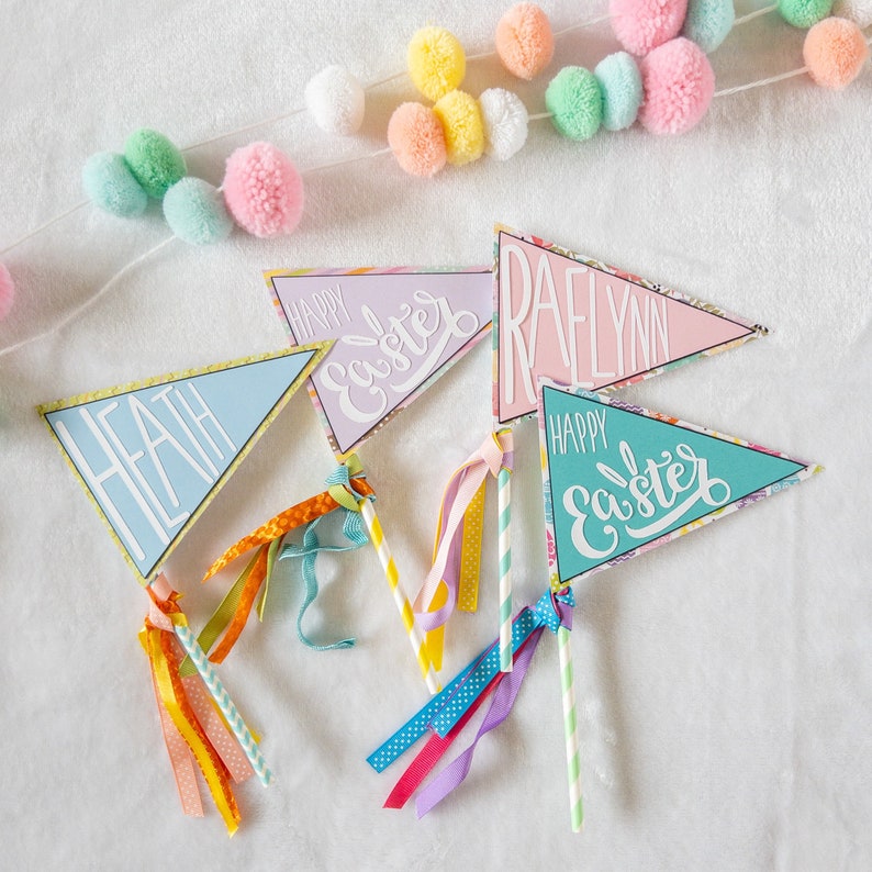 Easter Basket Name Pennant Flag - Etsy
