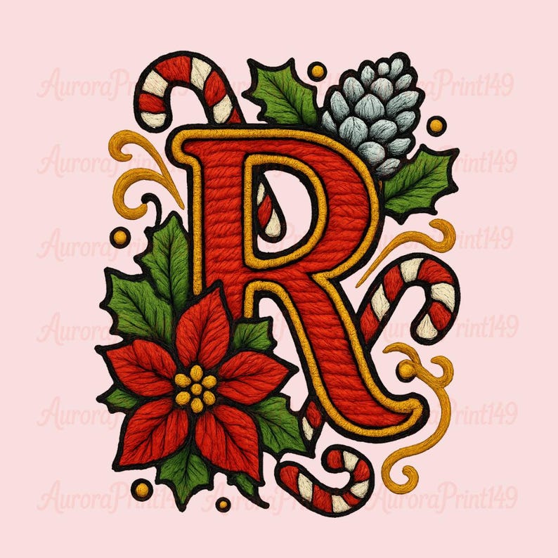 Christmas Alphabet Embroidery PNG Bundle | Letters N–Z Clipart |digital ...