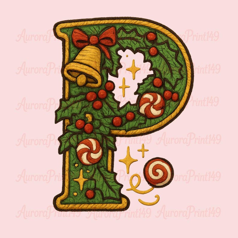 Christmas Alphabet Embroidery PNG Bundle | Letters N–Z Clipart |digital ...