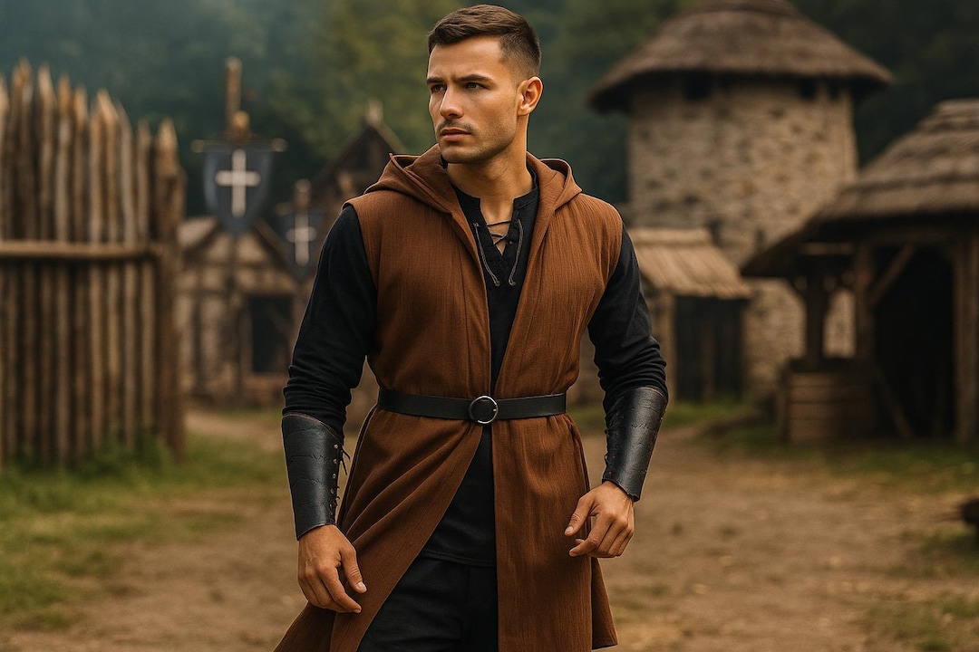 Medieval Surcoat Hooded Cloak, Viking Larp Costume, Renaissance Hooded ...
