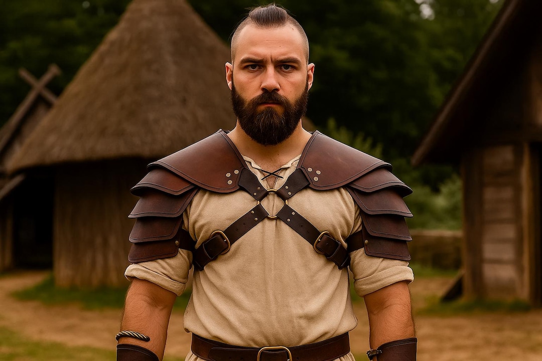 Gladiator Shoulder Armor, Viking Leather Pauldron, Medieval Knight ...