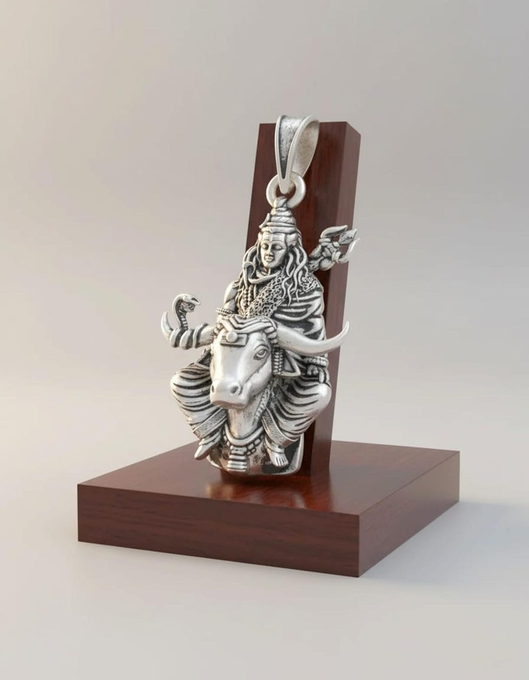 925 Sterling Silver Lord Shiva Nandi Pendant Necklace, Hindu Jewelry ...