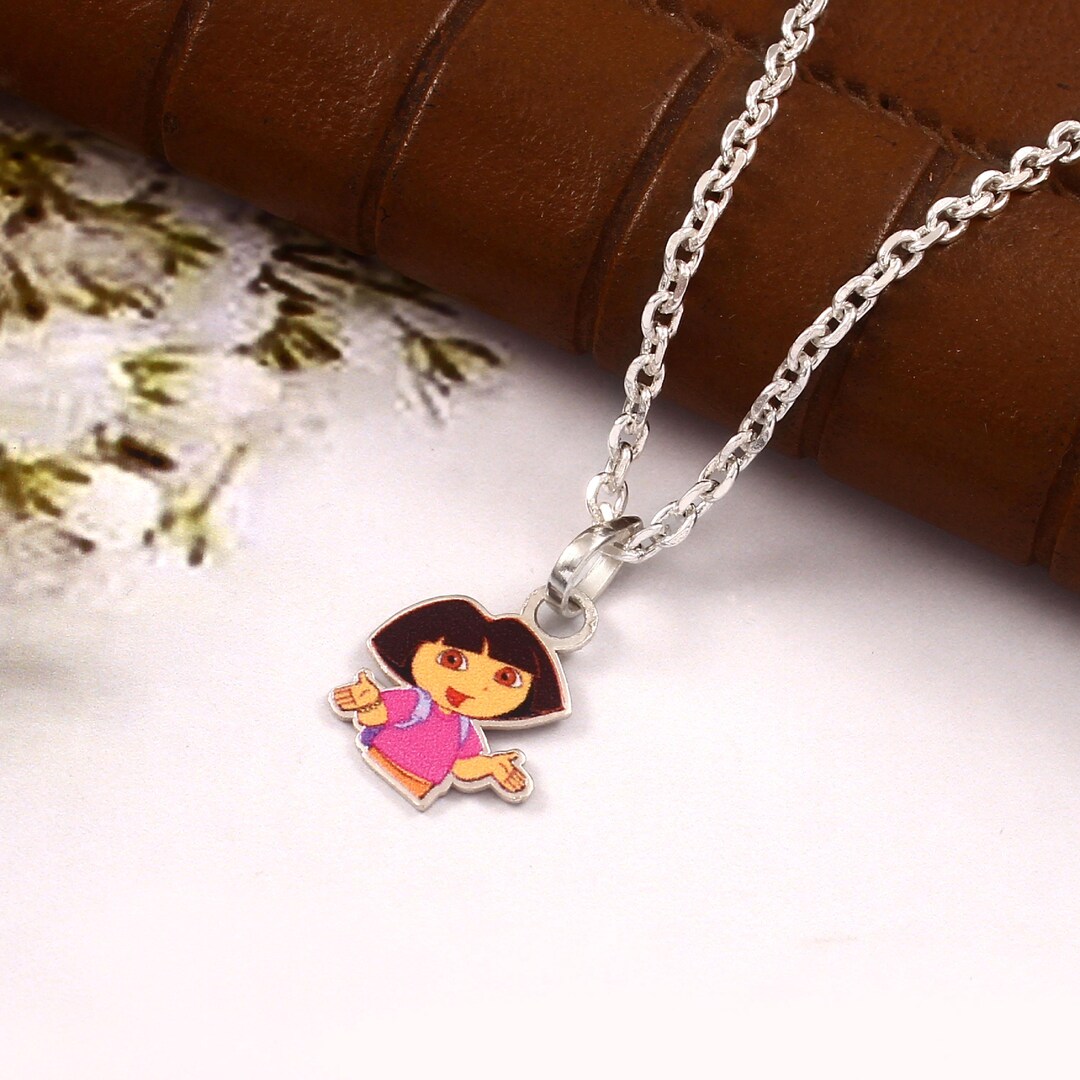 Dora Cartoon Pendant Necklace, 925 Sterling Silver Charm, Gift for Girl ...