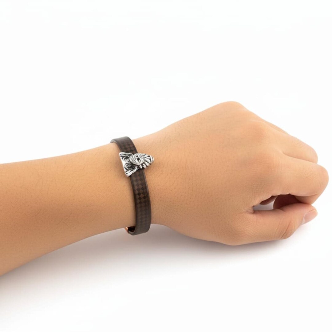 925 Sterling Silver Lord Shiva Leather Bracelet | Mahadev Charm ...