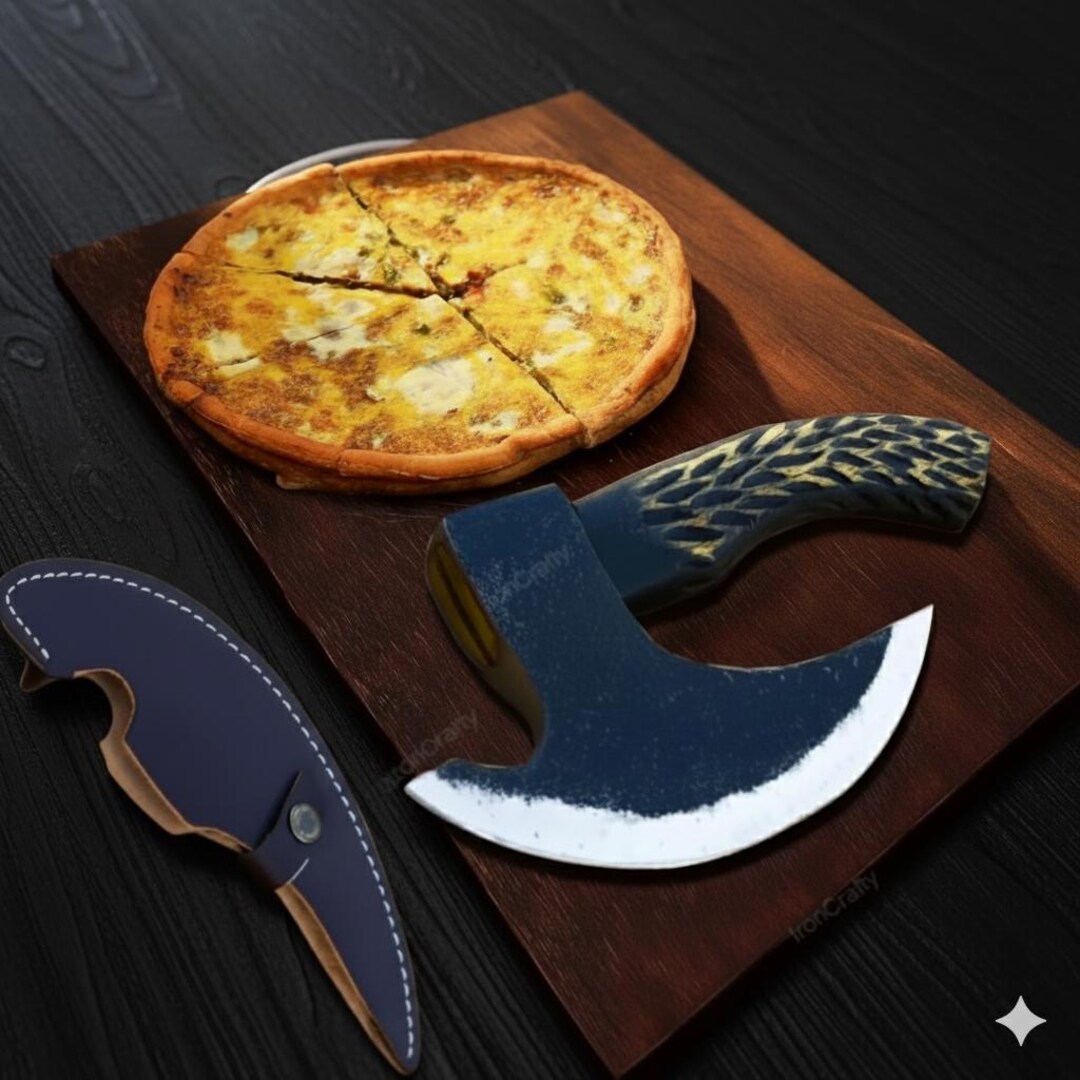 Handcrafted Curved Pizza Axe Cutter | Engraved Steel Pizza Slicer With ...