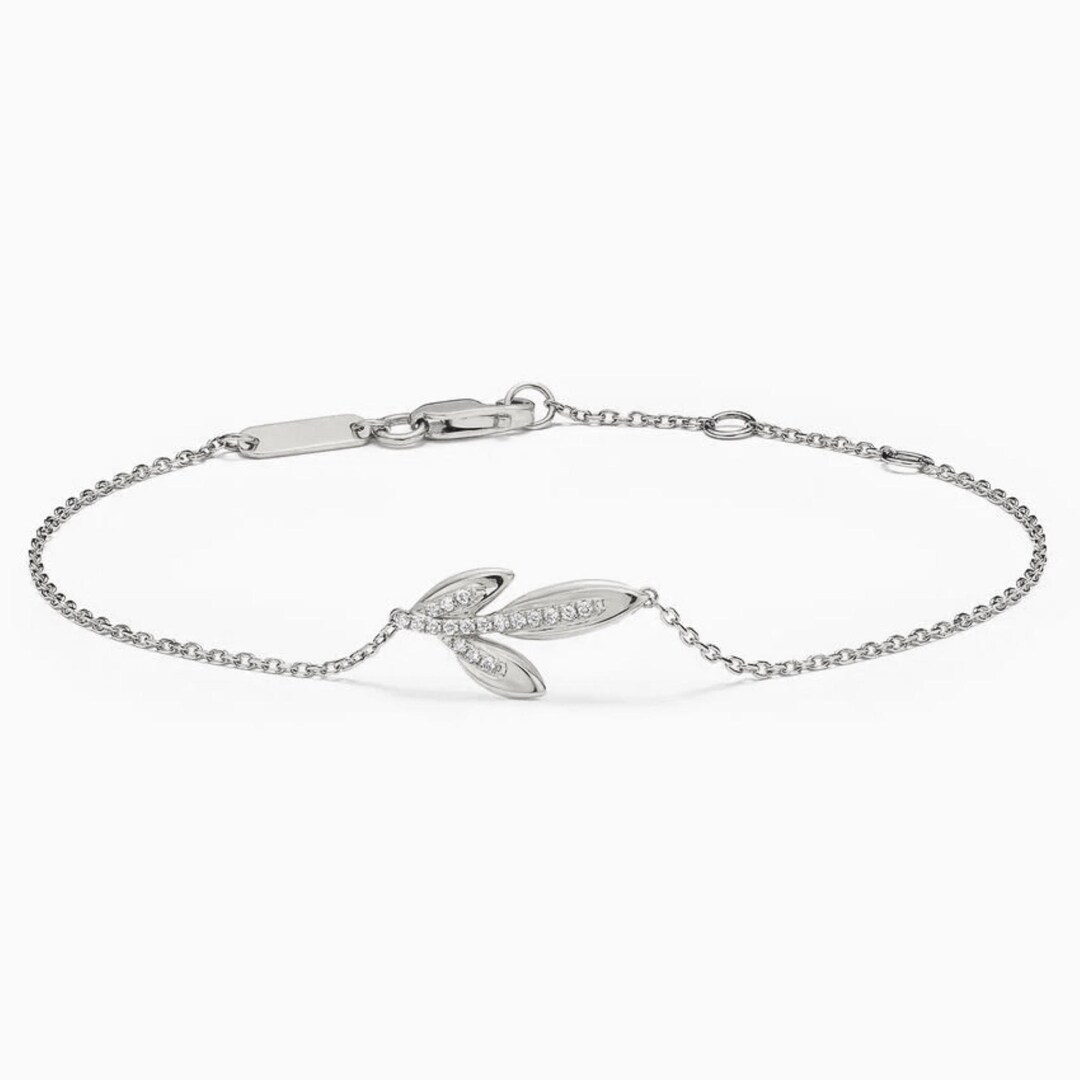 Jane Goodall Olive Branch Moissanite Diamond Bracelet | Nature Inspired ...