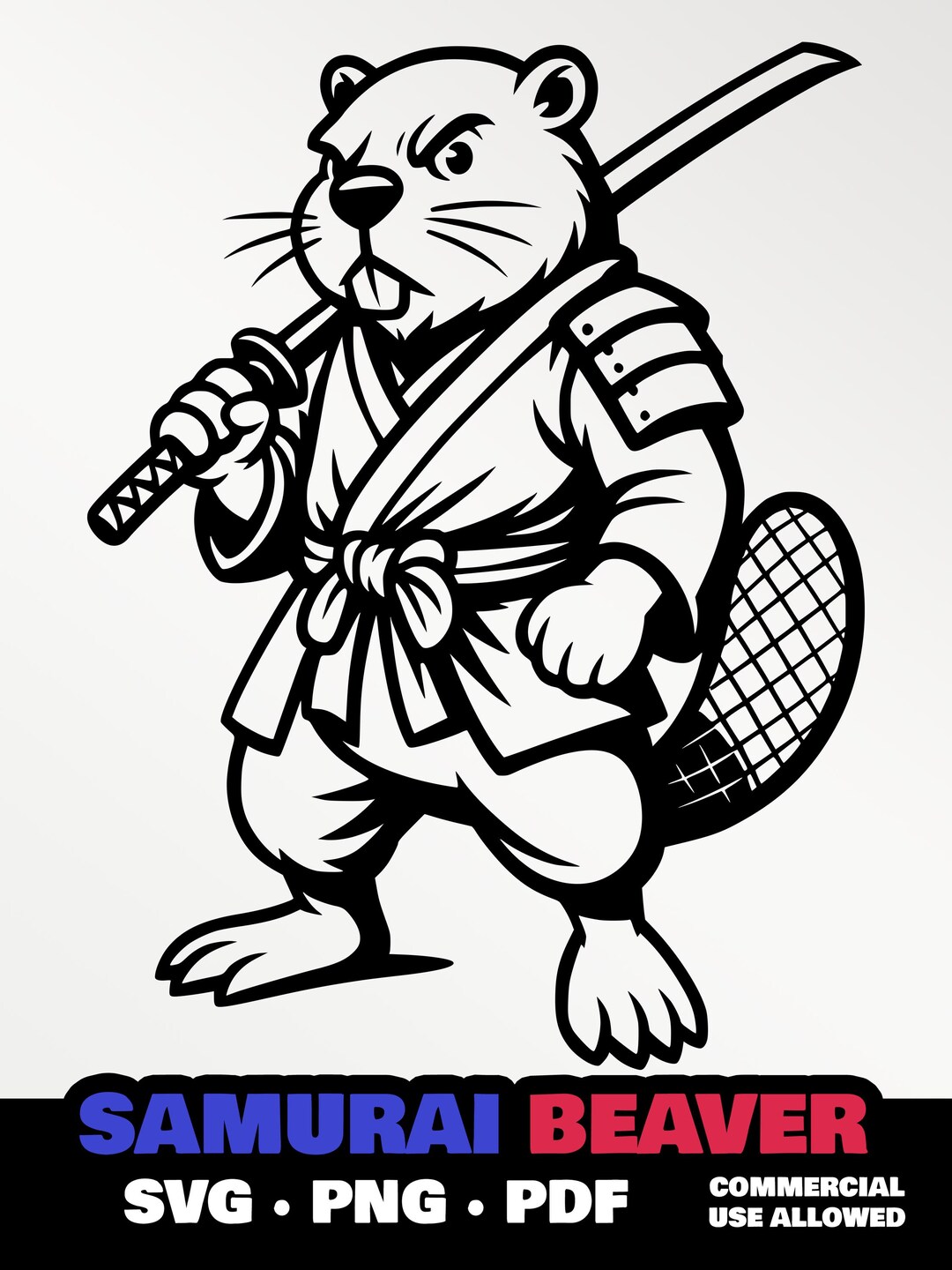 Samurai Beaver SVG PNG PDF – Warrior Beaver Clipart, Japanese Samurai ...